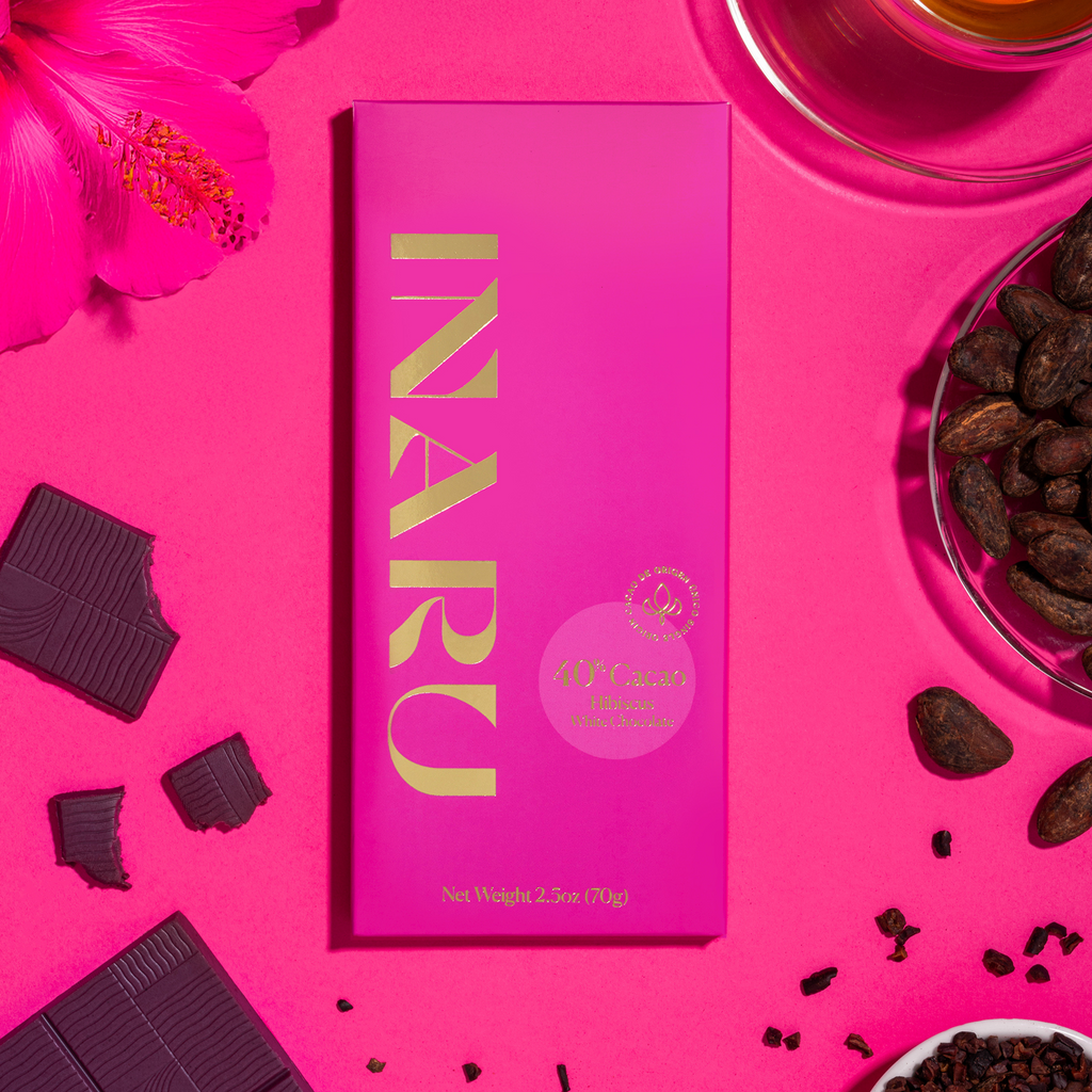 40% Hibiscus White Chocolate Bar 70g – Inaru Valley