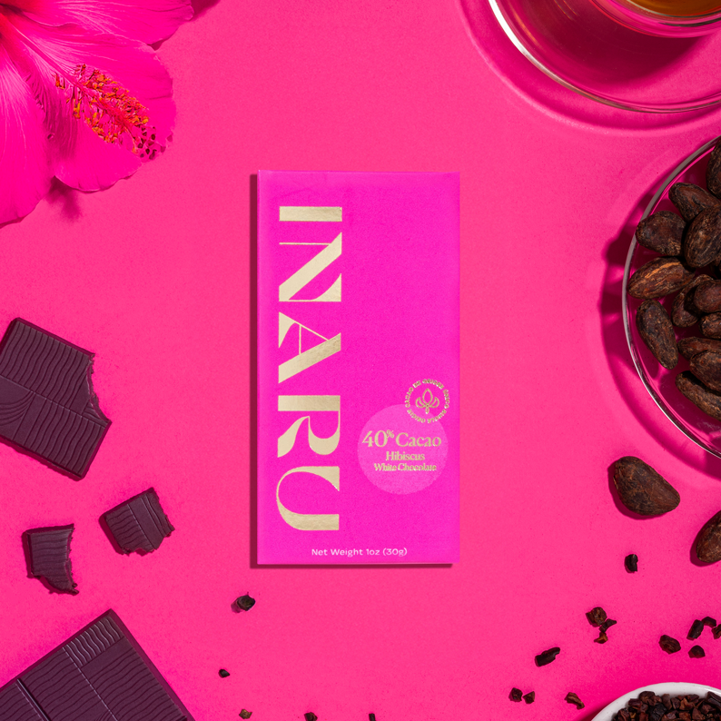 40% Hibiscus White Chocolate Bar 30g – Inaru Valley